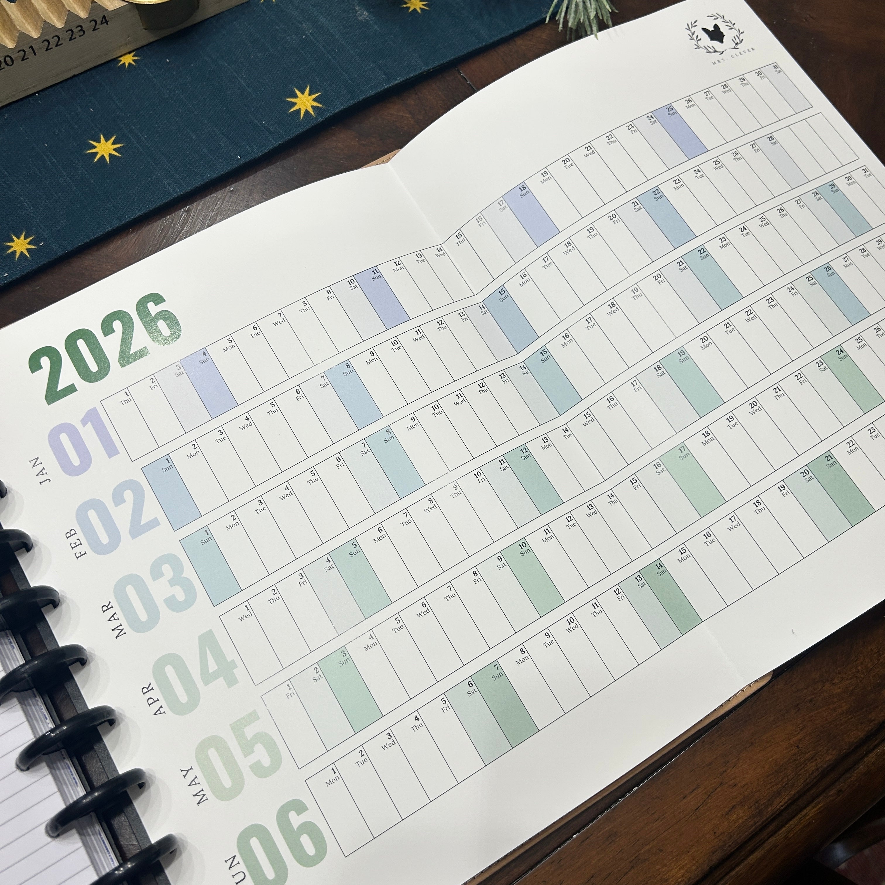 2026 Annual Fold Out Calendar for Letter Sized, Discbound Daily Dashbo ...